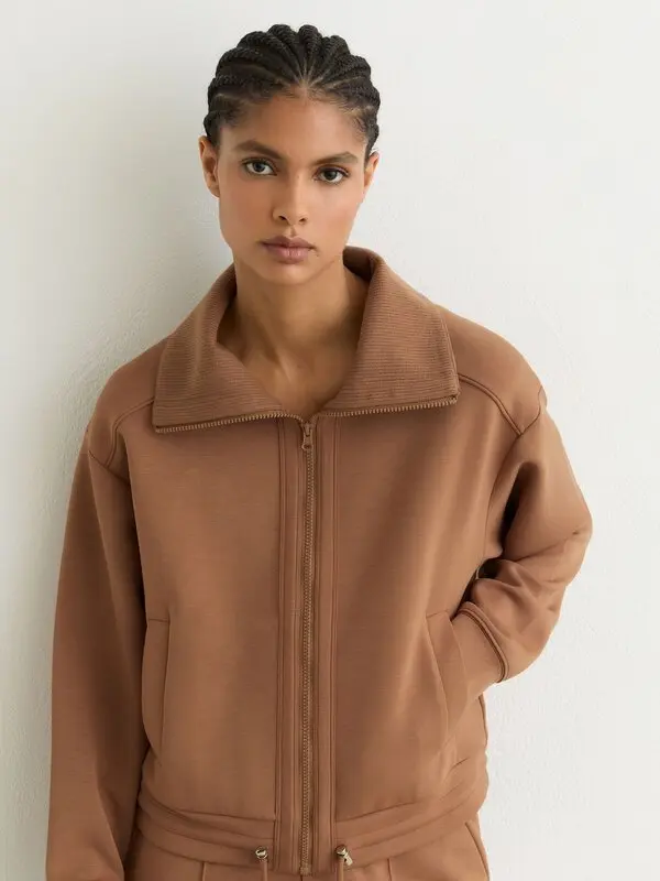 REISS Laurrie Premium Interlock Zip-front Sweatshirt
