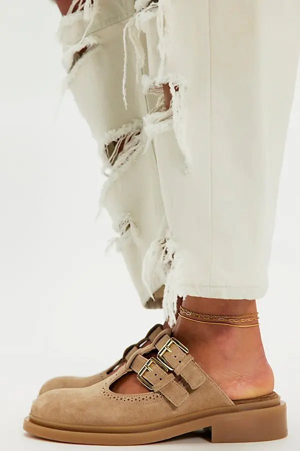 Free People Shoretown Mules - Sand Suede