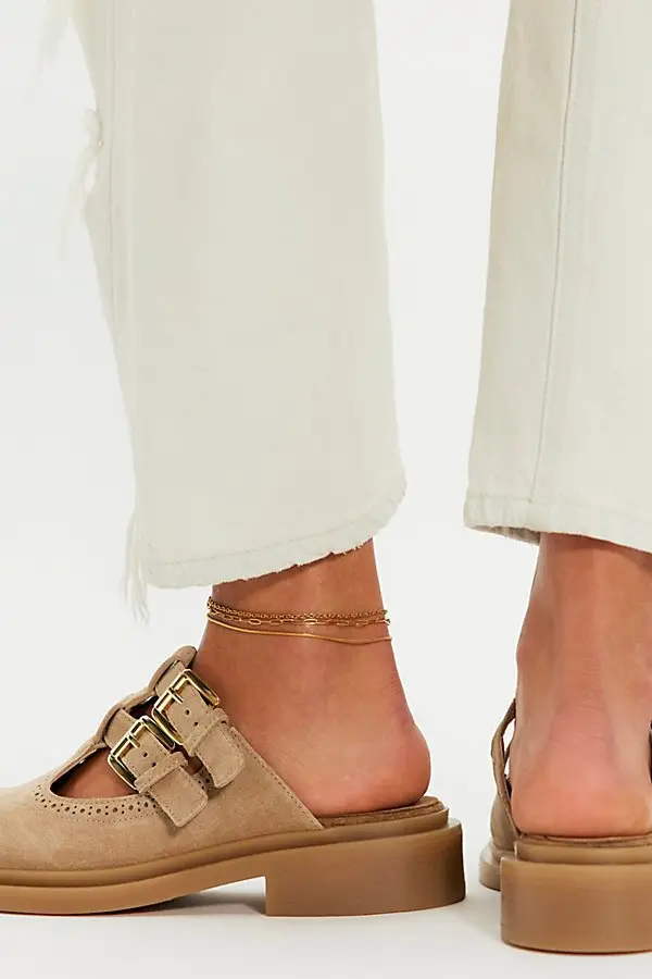 Free People Shoretown Mules - Sand Suede