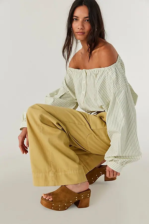 Free People Embellished Suede Platform Clogs