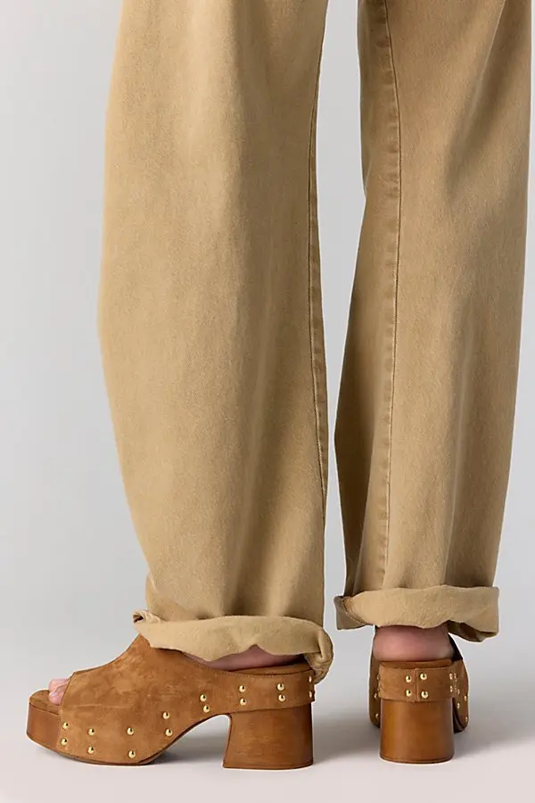 Free People Embellished Suede Platform Clogs