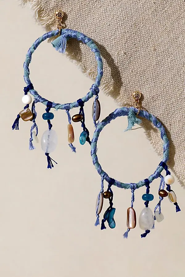 Free People Sol Hoop Earrings - Sky Blue
