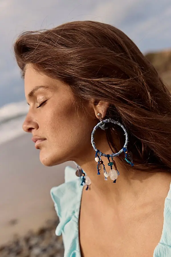 Free People Sol Hoop Earrings - Sky Blue