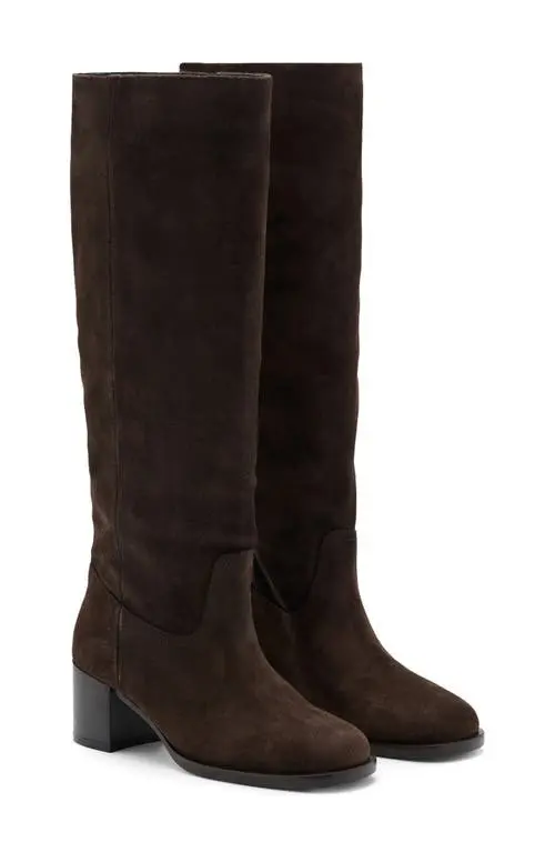 Mango Square Toe Stacked Heel Boots