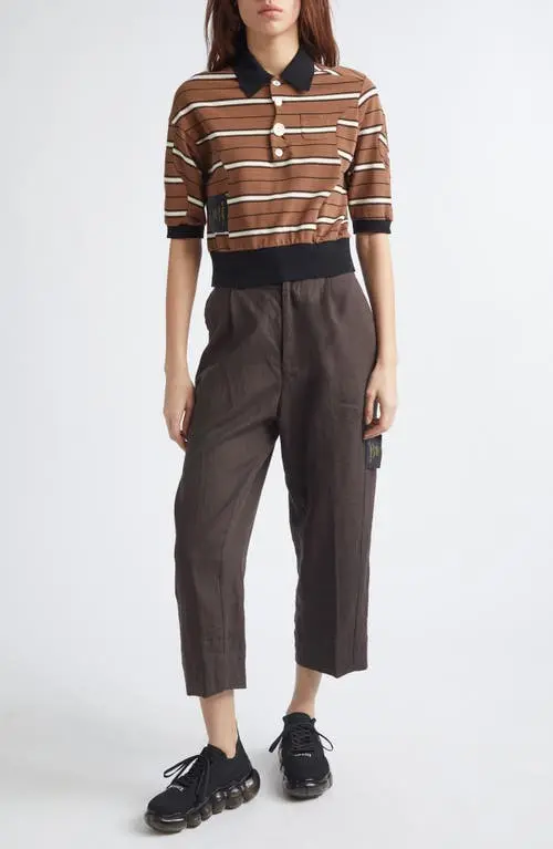 Undercover Stripe Crop Cotton Piqué Polo