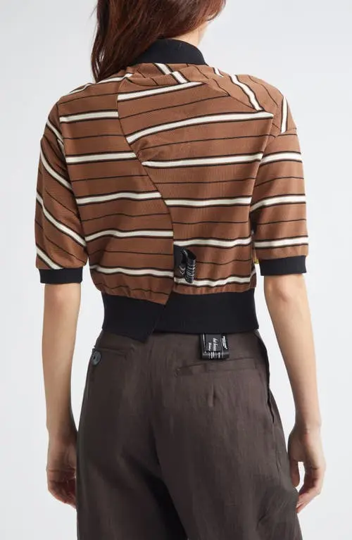 Undercover Stripe Crop Cotton Piqué Polo