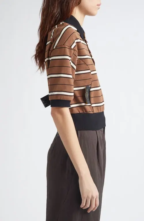 Undercover Stripe Crop Cotton Piqué Polo