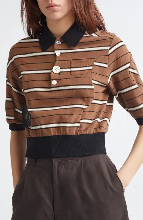 Undercover Stripe Crop Cotton Piqué Polo