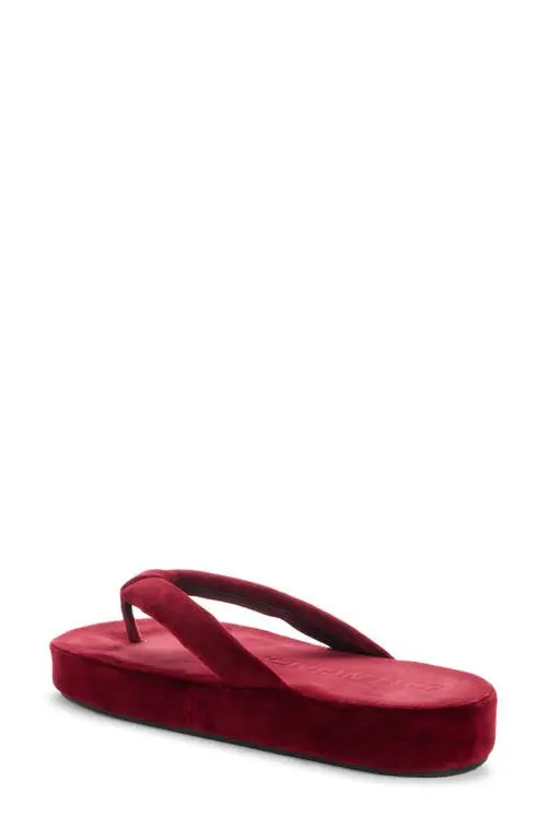 Balenciaga Jet Lag Velvet Platform Flip Flop - Flame