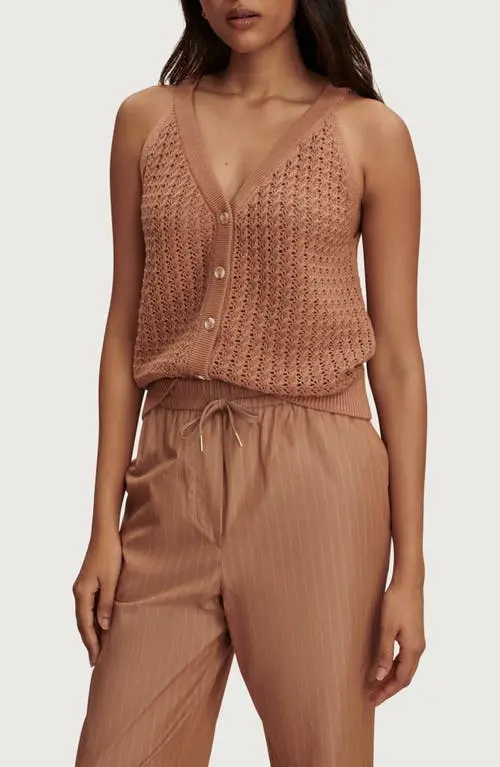 Varley Alessia Open Stitch Cotton Sweater Tank - Camel
