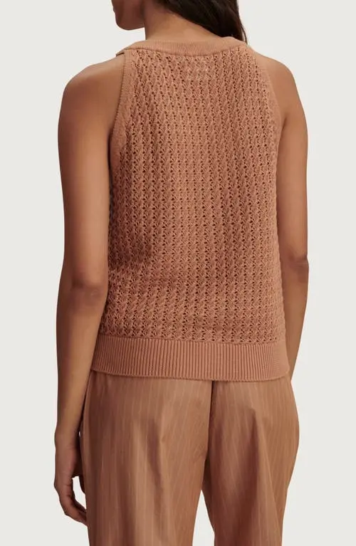 Varley Alessia Open Stitch Cotton Sweater Tank - Camel