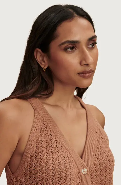 Varley Alessia Open Stitch Cotton Sweater Tank - Camel
