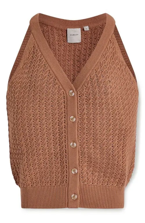 Varley Alessia Open Stitch Cotton Sweater Tank - Camel