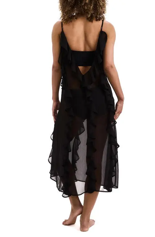 MIMI FLAMINGO Ruffle Sheer Midi Dress