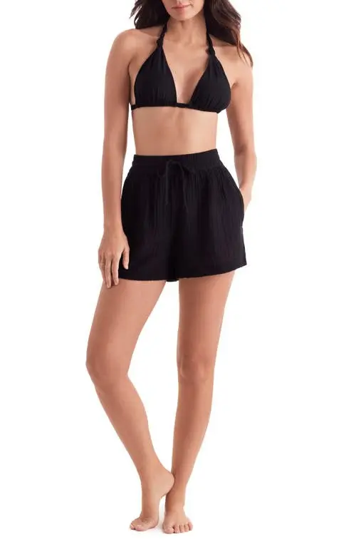 MIMI FLAMINGO Vista Double Gauze Cover-up Shorts - Black