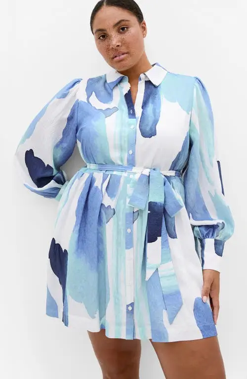 City Chic Ezra Tie Waist Mini Shirtdress