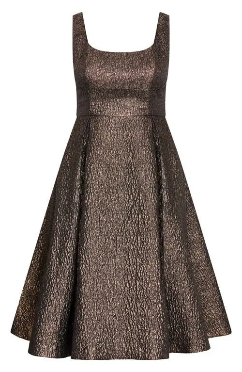 City Chic Rosella Jacquard Fit & Flare Midi Dress