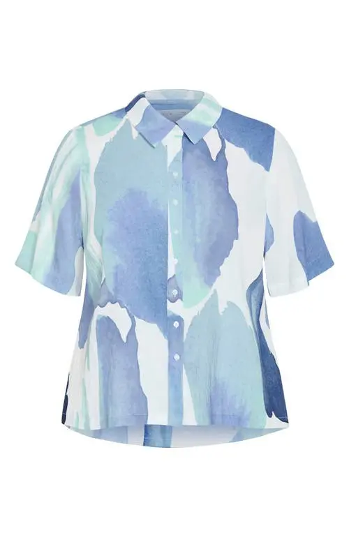 City Chic Printed Short Sleeve Button-up Shirt