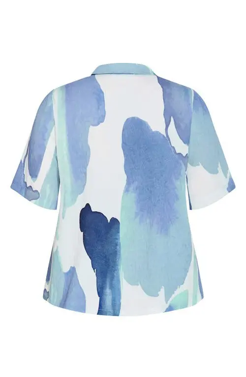 City Chic Printed Short Sleeve Button-up Shirt