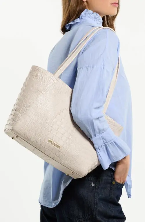 Brahmin Croc Embossed Leather Tote - Black