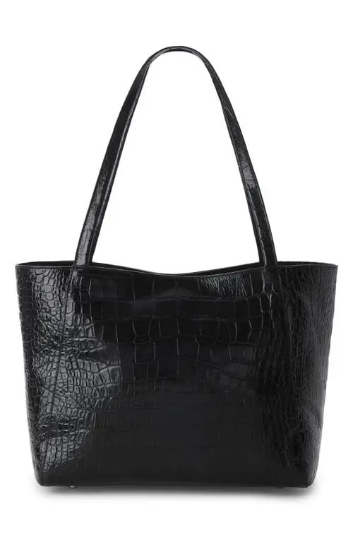 Brahmin Croc Embossed Leather Tote - Black