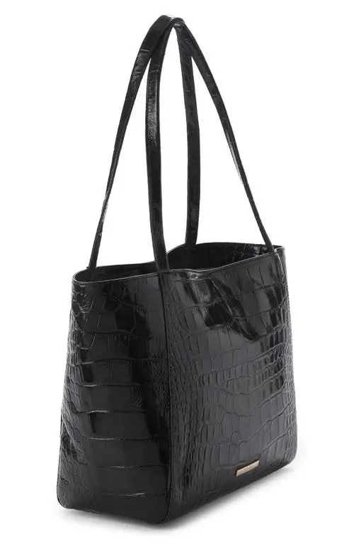 Brahmin Croc Embossed Leather Tote - Black