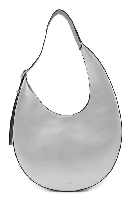 BEHNO Metallic Leather Crescent Shoulder Bag