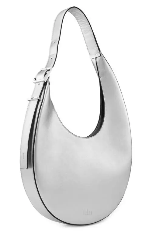 BEHNO Metallic Leather Crescent Shoulder Bag