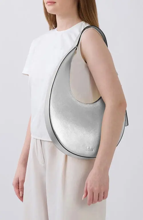 BEHNO Metallic Leather Crescent Shoulder Bag