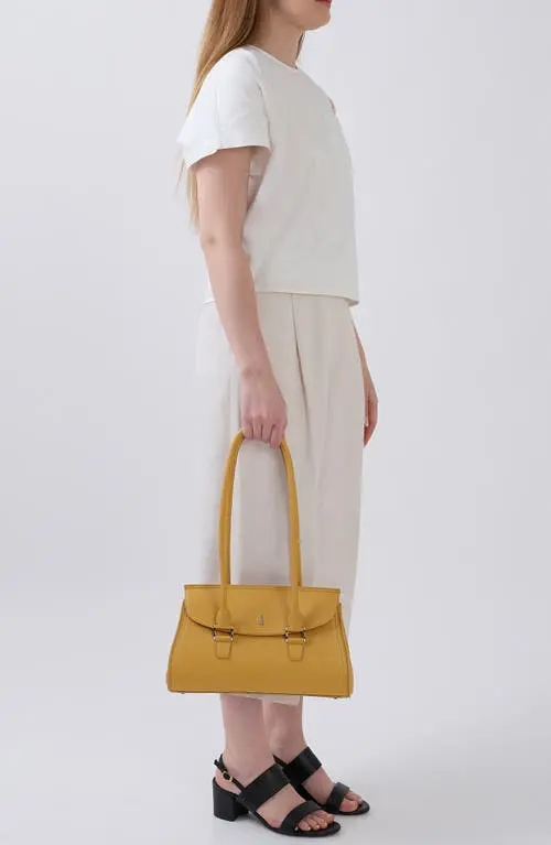 BEHNO Coco Baguette Pebble Leather Shoulder Bag - Bisque