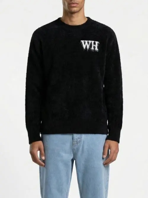 WALKER & HUNT Crew Neck Logo Sweater - Black