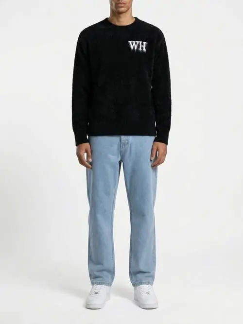 WALKER & HUNT Crew Neck Logo Sweater - Black