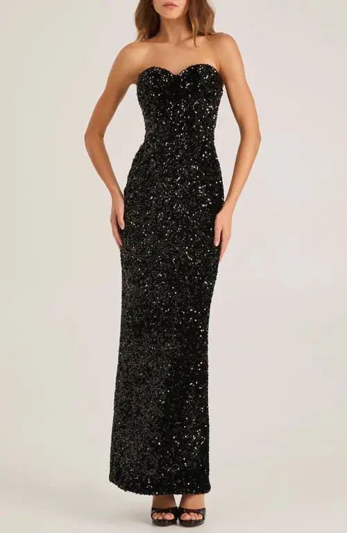 HELSI Helsí Ryan Sequin Strapless Column Gown - Black