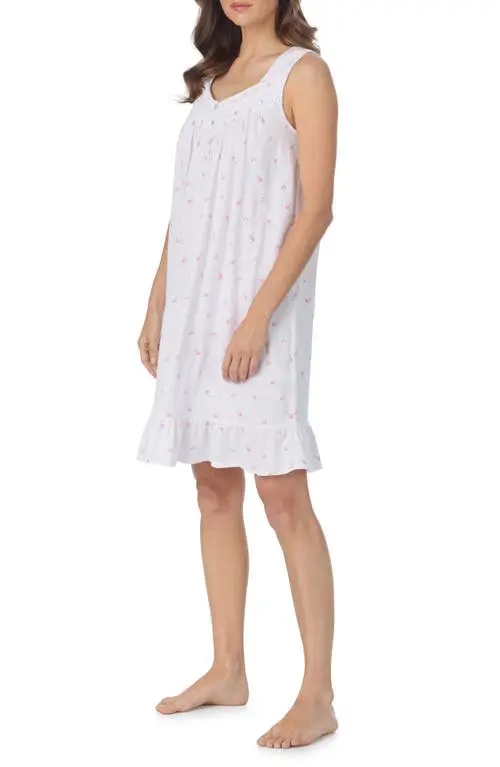 Eileen West Cotton Short Nightgown - Wht/dot