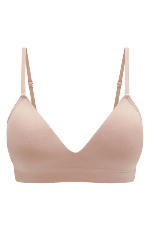 THIRDLOVE Seamless Wireless Cotton Blend Plunge Bra - Rose Dust