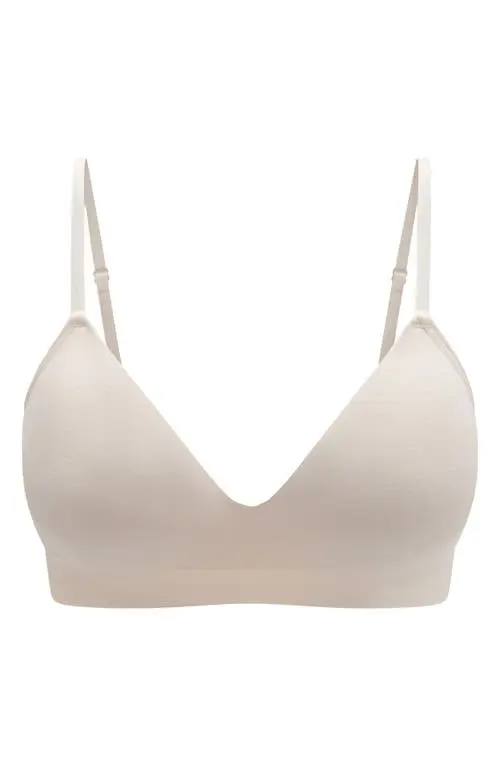 THIRDLOVE Seamless Wireless Cotton Blend Plunge Bra - Sea Salt