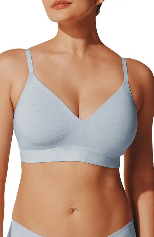 THIRDLOVE Seamless Stretch Cotton Blend Wireless Bra - Topaz Heather