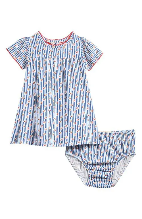 Boden Floral Cotton Dress & Bloomers Set - Bluejay Cherry Stripe