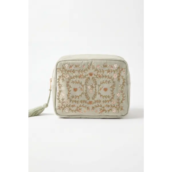 ELIZABETH SCARLETT Mediterranean Garden Velvet Pouch - Sage