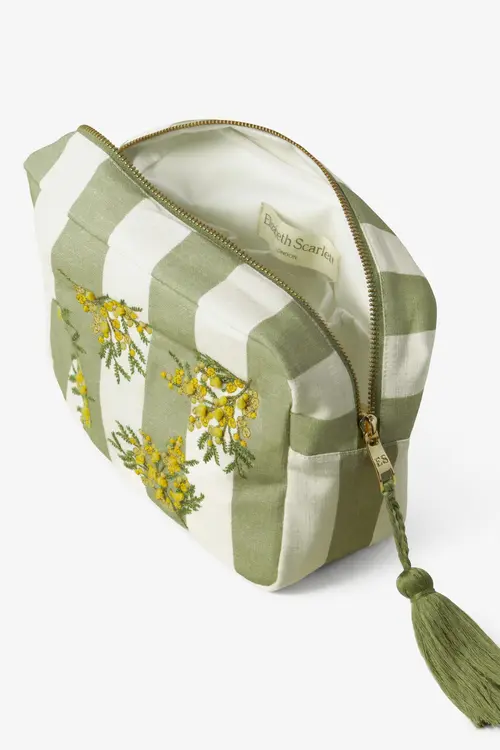 ELIZABETH SCARLETT Mimosa Stripe Cotton Wash Bag