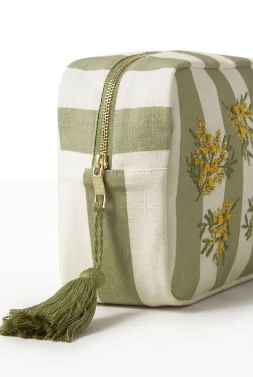 ELIZABETH SCARLETT Mimosa Stripe Cotton Wash Bag