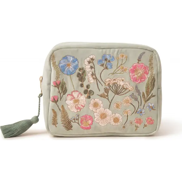 ELIZABETH SCARLETT Velvet Wash Bag - Sage