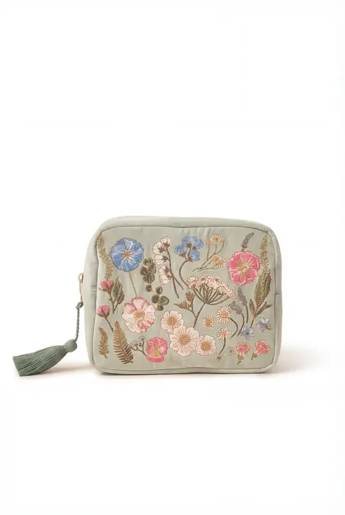 ELIZABETH SCARLETT Velvet Wash Bag - Sage