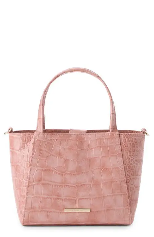 Brahmin Small Croc Embossed Leather Tote - Blush
