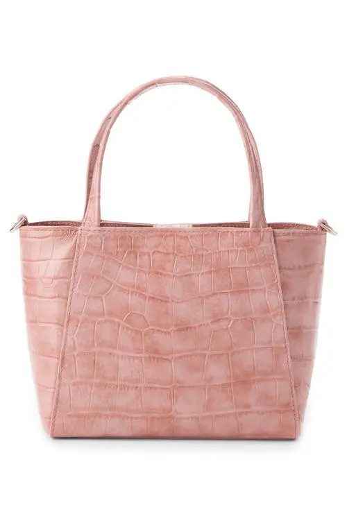 Brahmin Small Croc Embossed Leather Tote - Blush