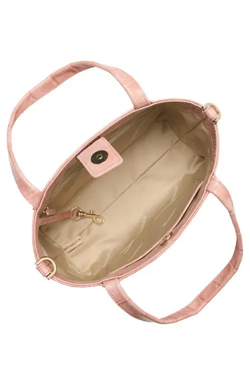 Brahmin Small Croc Embossed Leather Tote - Blush