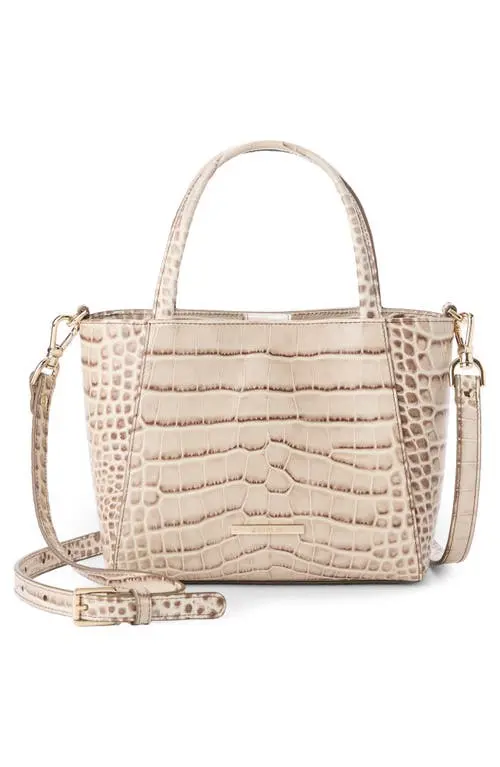 Brahmin Small Croc Embossed Leather Tote - Warm Gray