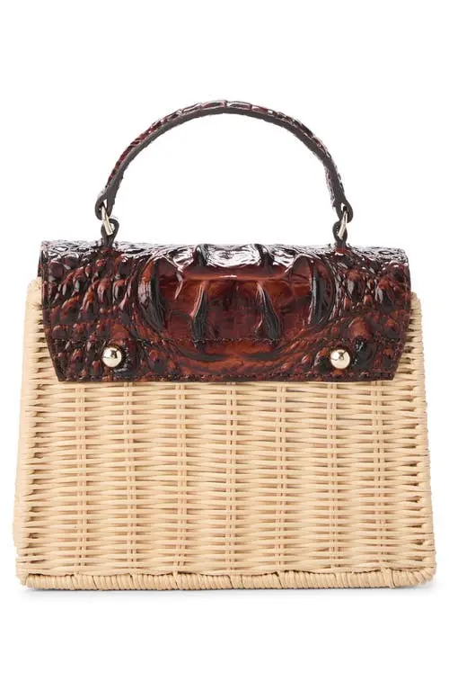 Brahmin Liliana Croc-embossed Leather & Wicker Top Handle Bag