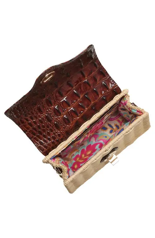 Brahmin Liliana Croc-embossed Leather & Wicker Top Handle Bag