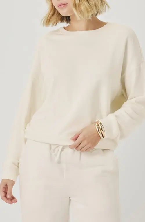 Splendid Greta Terry Relaxed Sweatshirt - Shell White